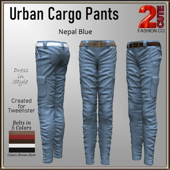 Second Life Marketplace - Urban Cargo Pants [2cute] Nepal Blue